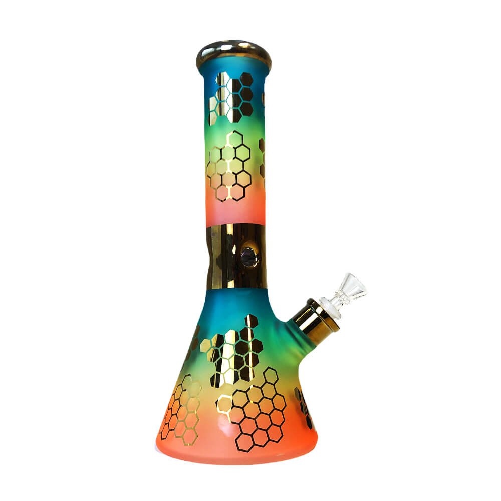 Rainbow Bee Hexagon Triple Thick Glass Bong 32cm – Centrum Smoke Shop